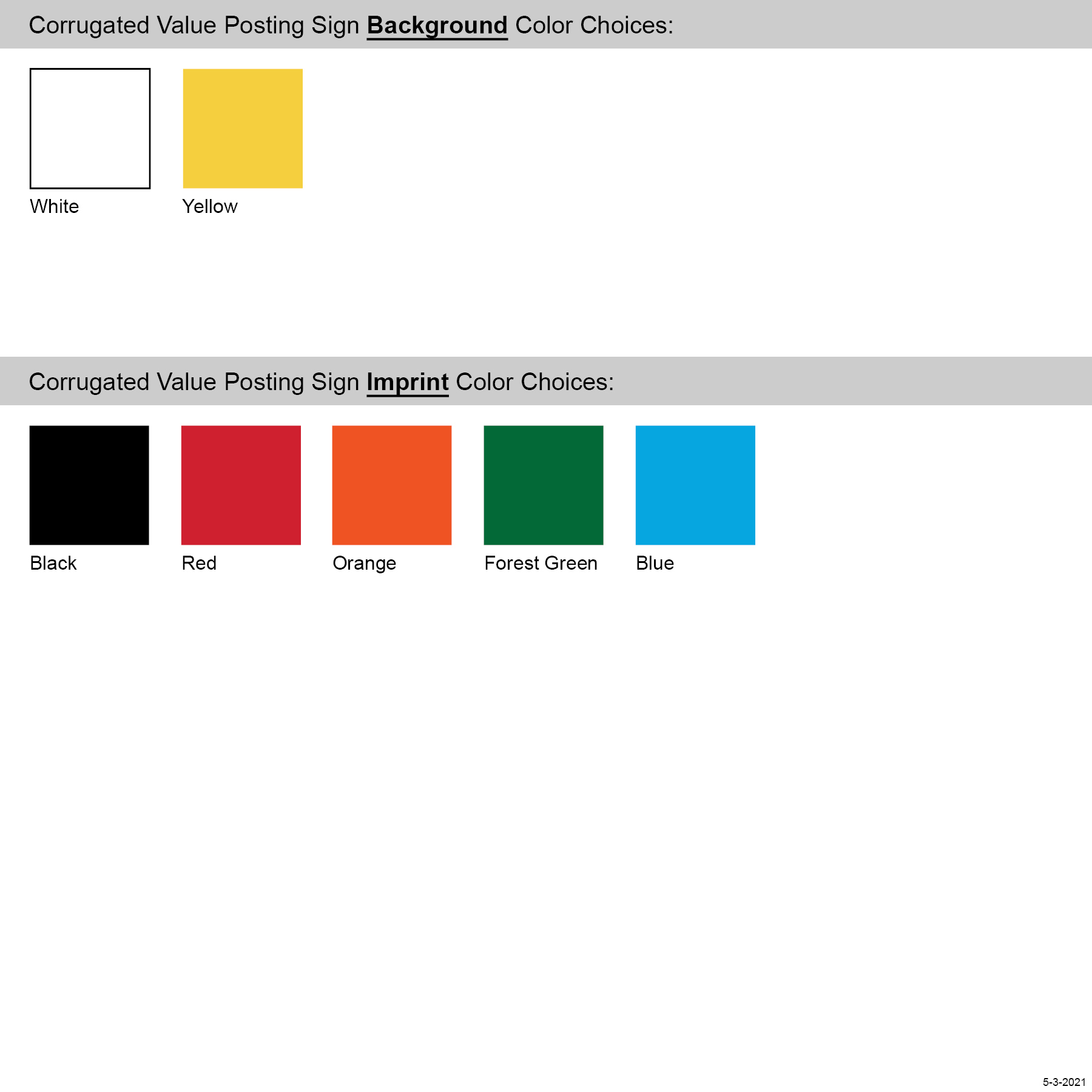 Corrugated Value Posting Signs - Two Sided Printing