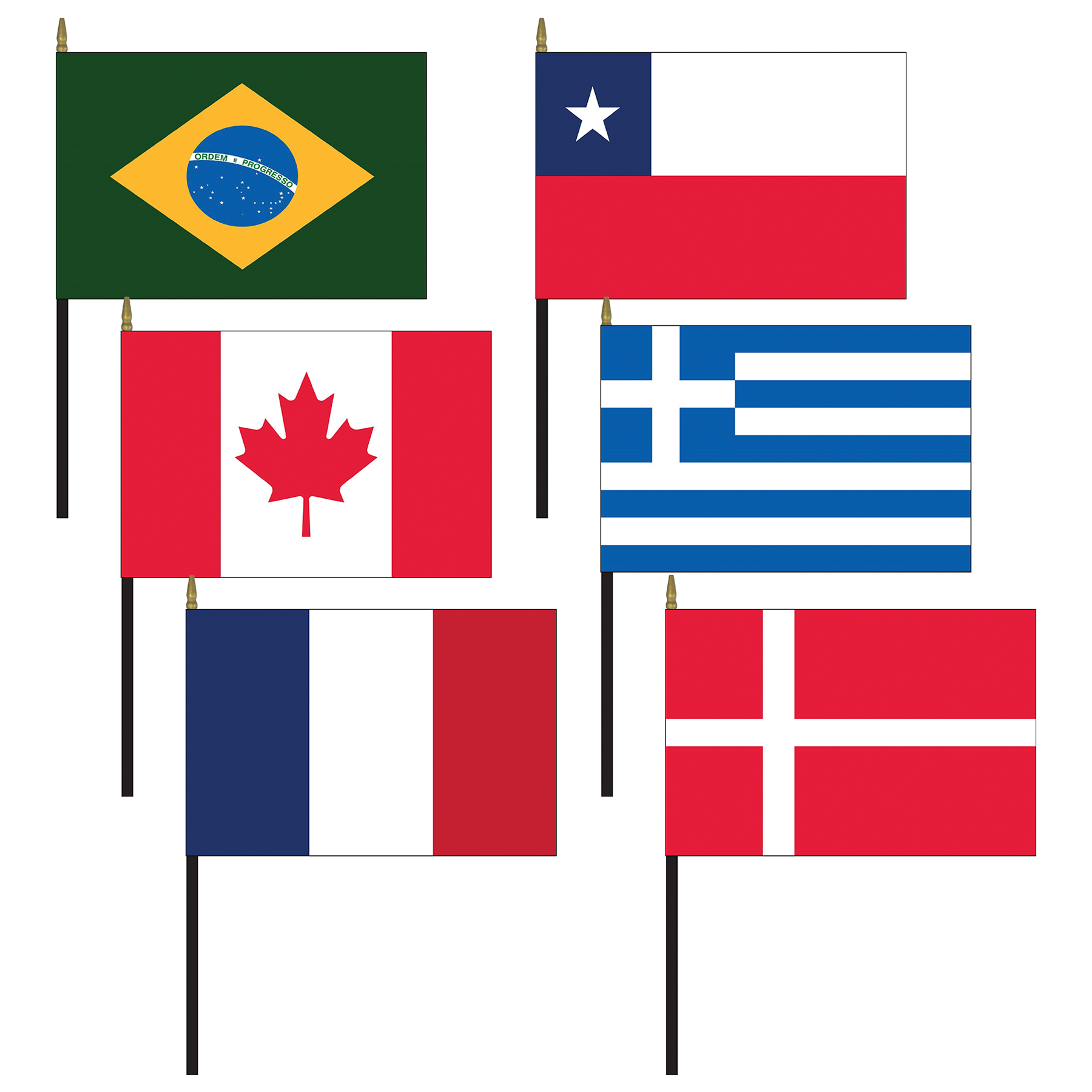 4" x 6" U.N. Member Staff-Mounted Flag Set