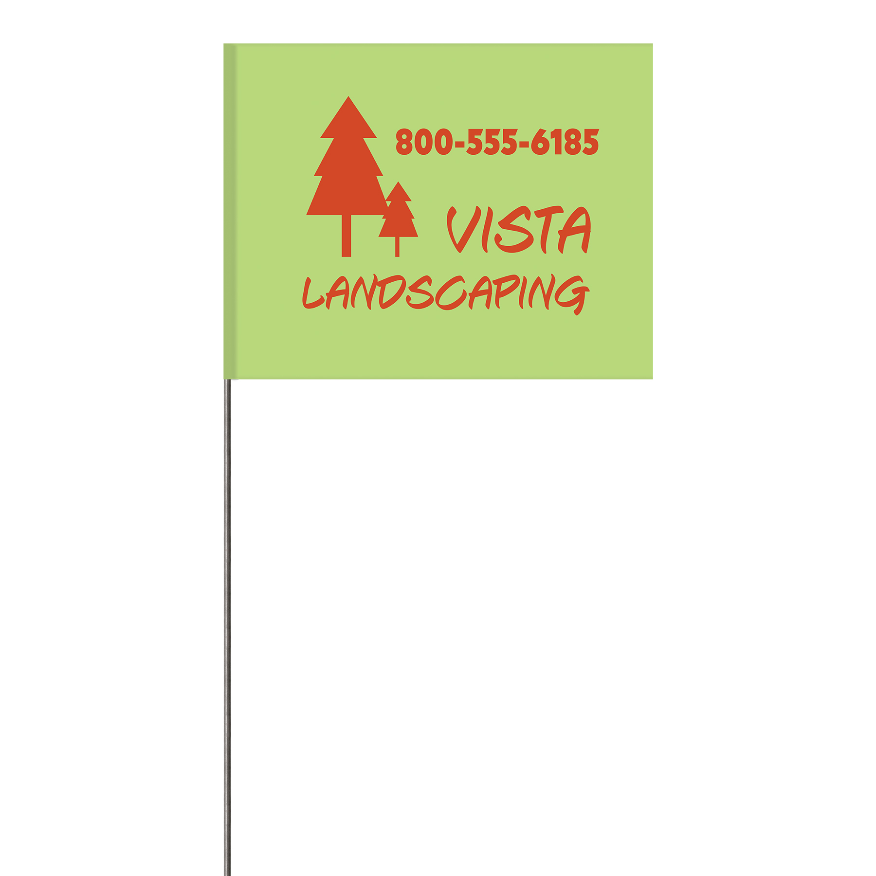 1-Color 4 x 5" Custom Marking Flag with 30" Wire Staff