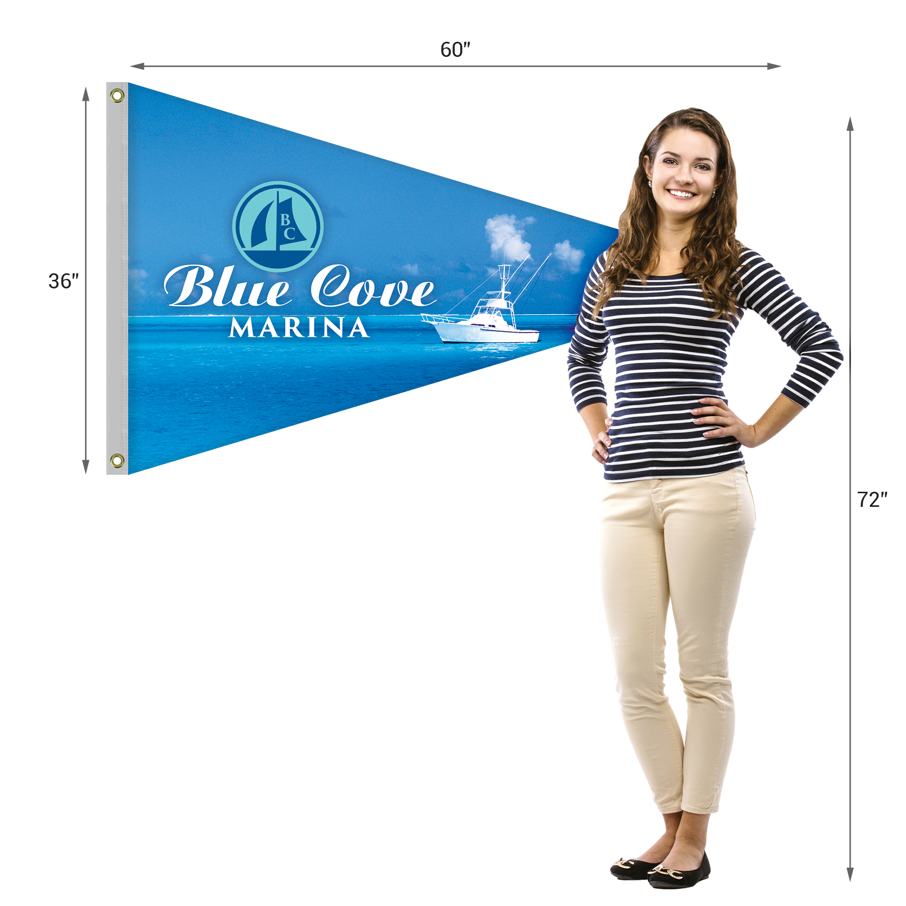 36" x 60" Double Sided Knitted Polyester Pennant Boat Flag