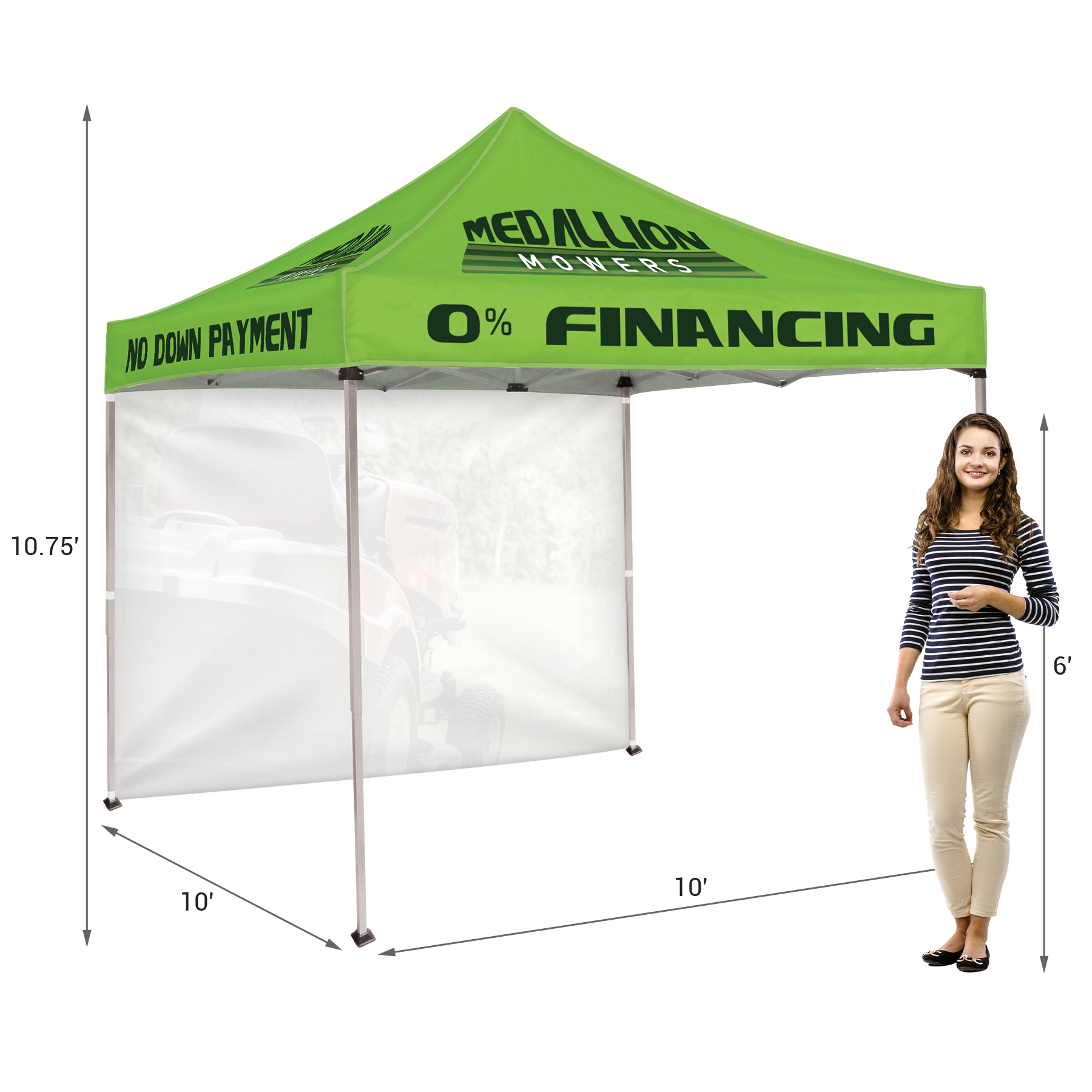 10' Square Tent With One Full Wall