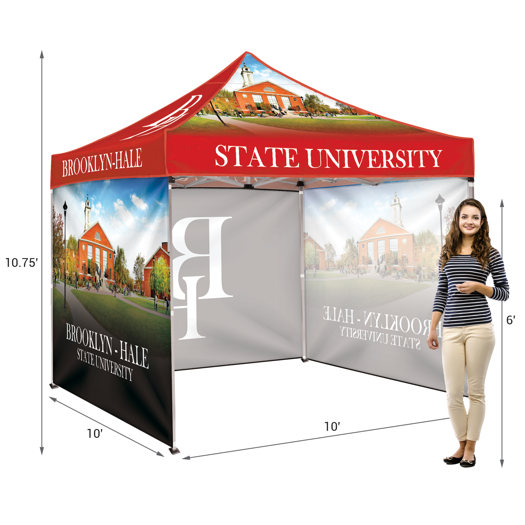 10' Square Tent With Three Full Walls