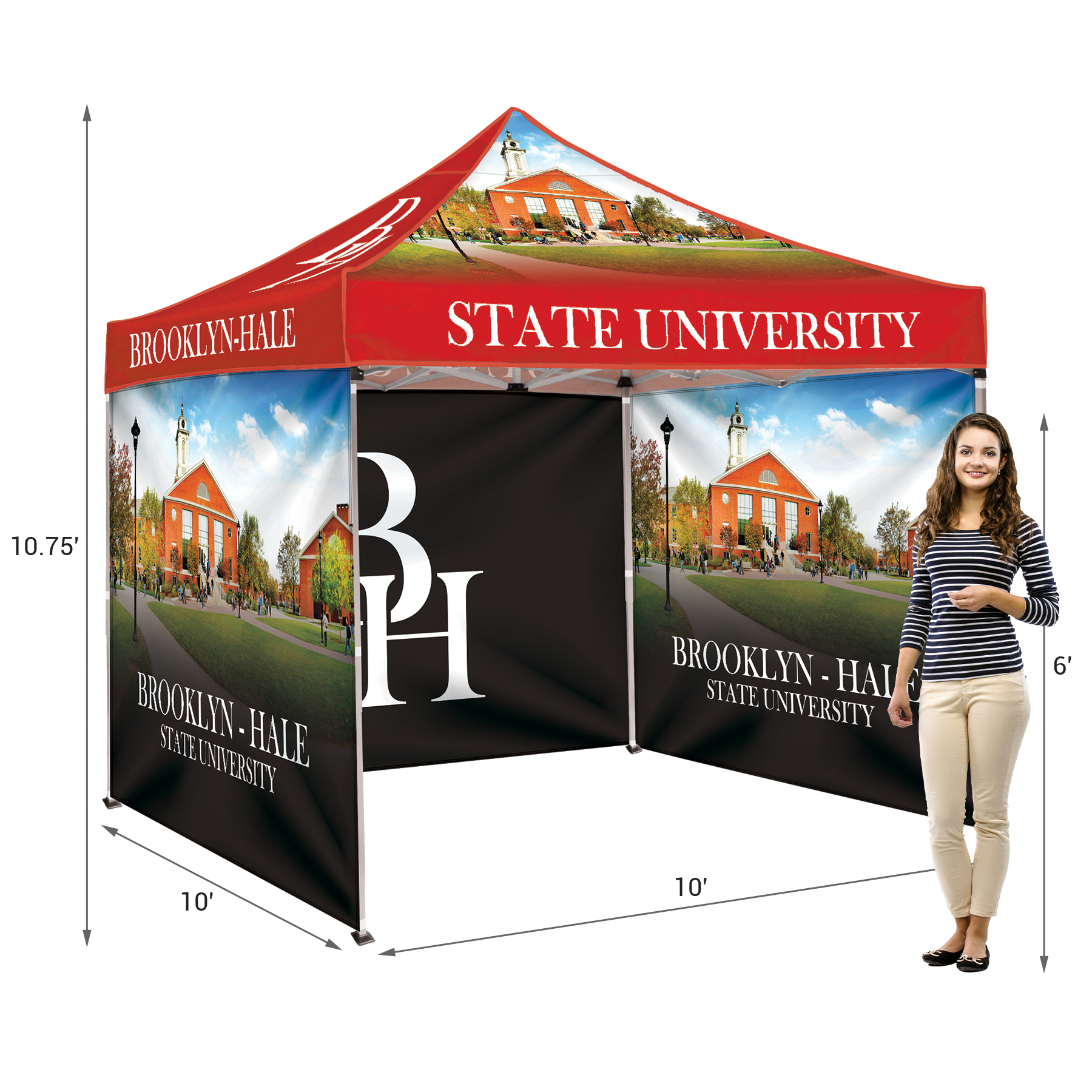 10' Square Tent With Three Full Double Sided Walls