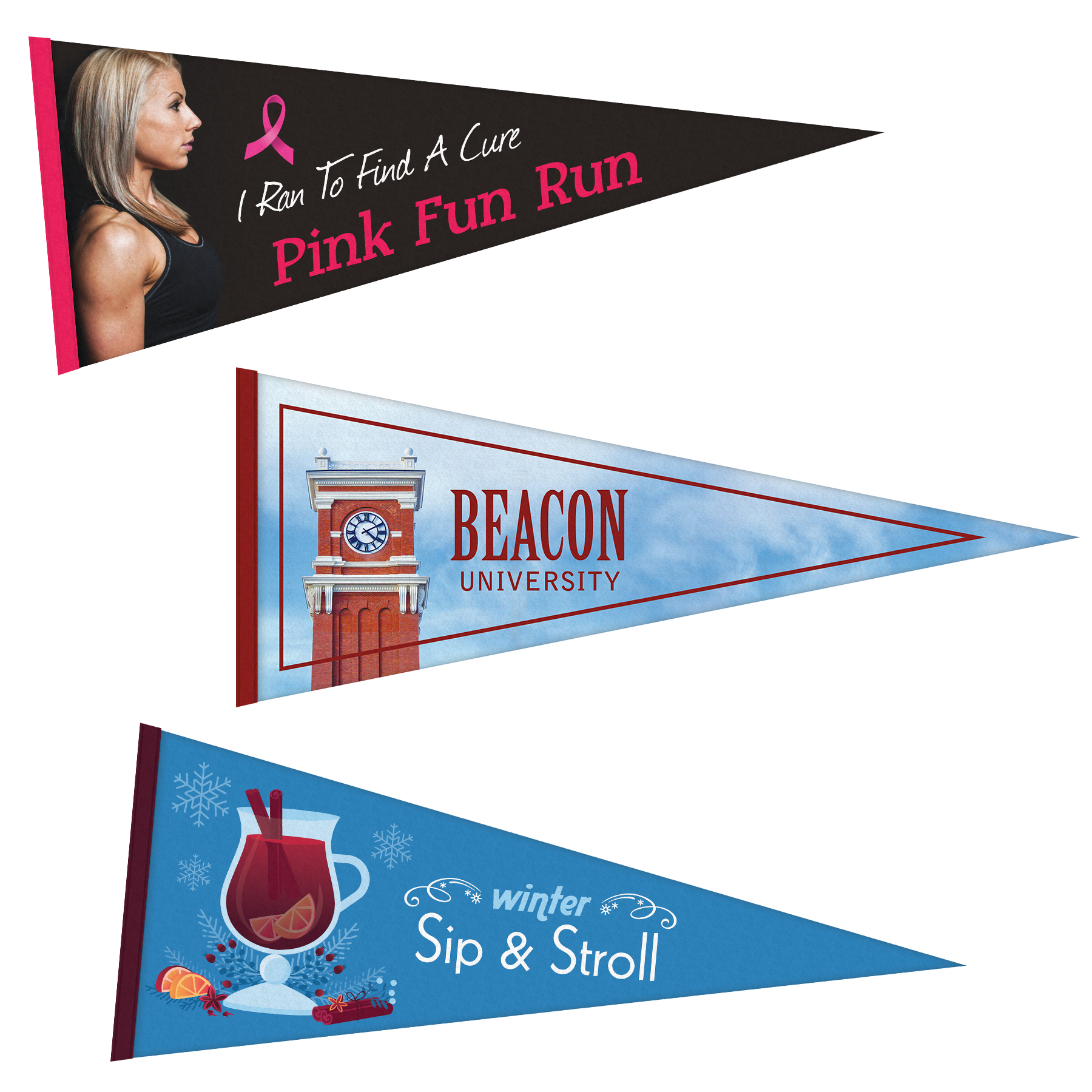 12" x 30" Custom Printed Felt Pennant