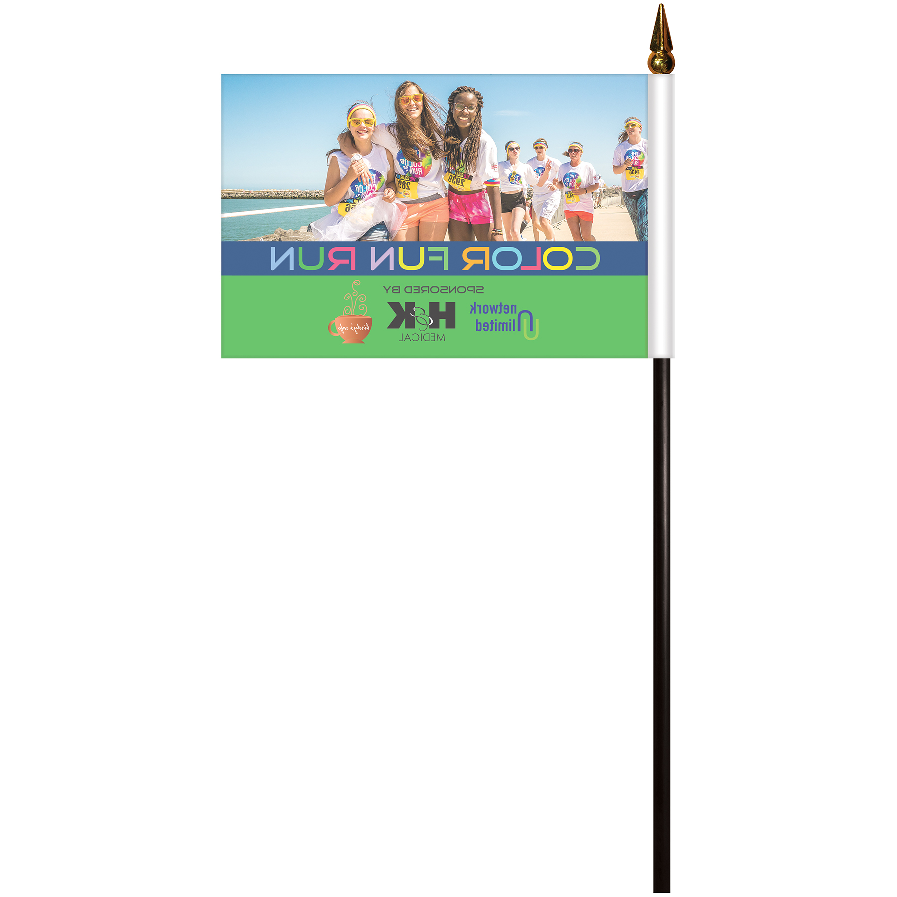 4" x 6" Single Reverse Polyester Stick Flags