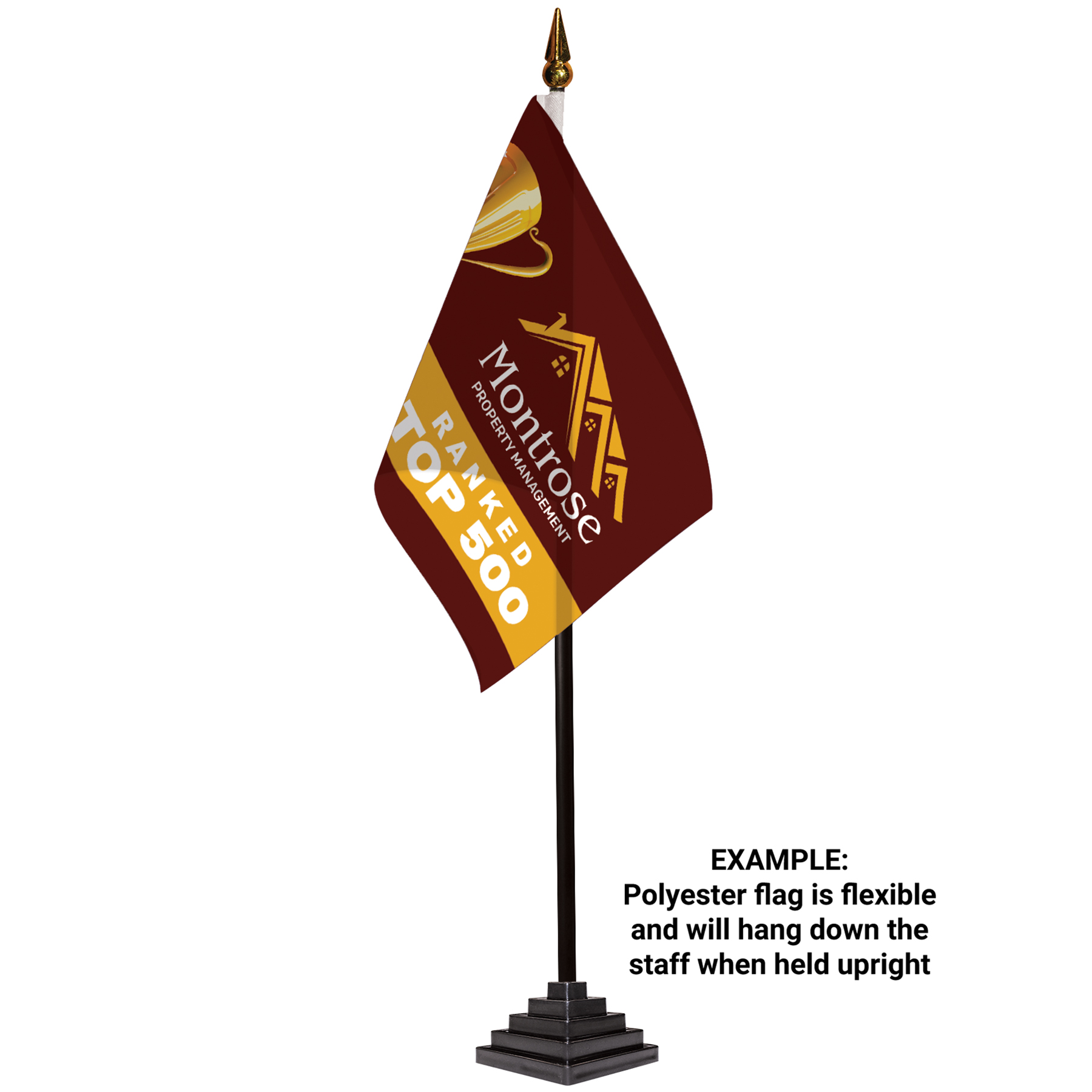 4" x 6" Single Reverse Stick Flag with Pyramid Stick Flag Base
