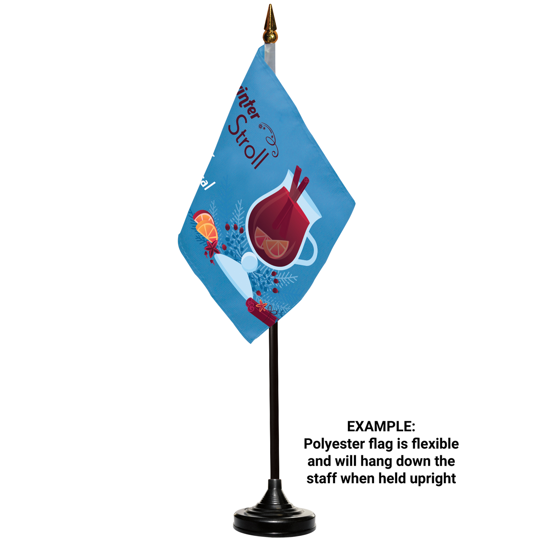 4" x 6" Double Sided Stick Flag with Black Plastic Weighted Base