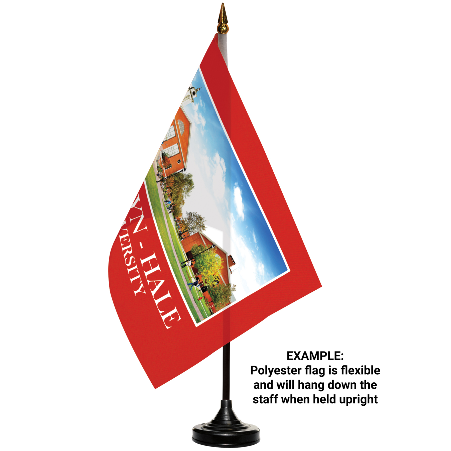 6" x 9" Single Reverse Stick Flag with Black Plastic Weighted Base