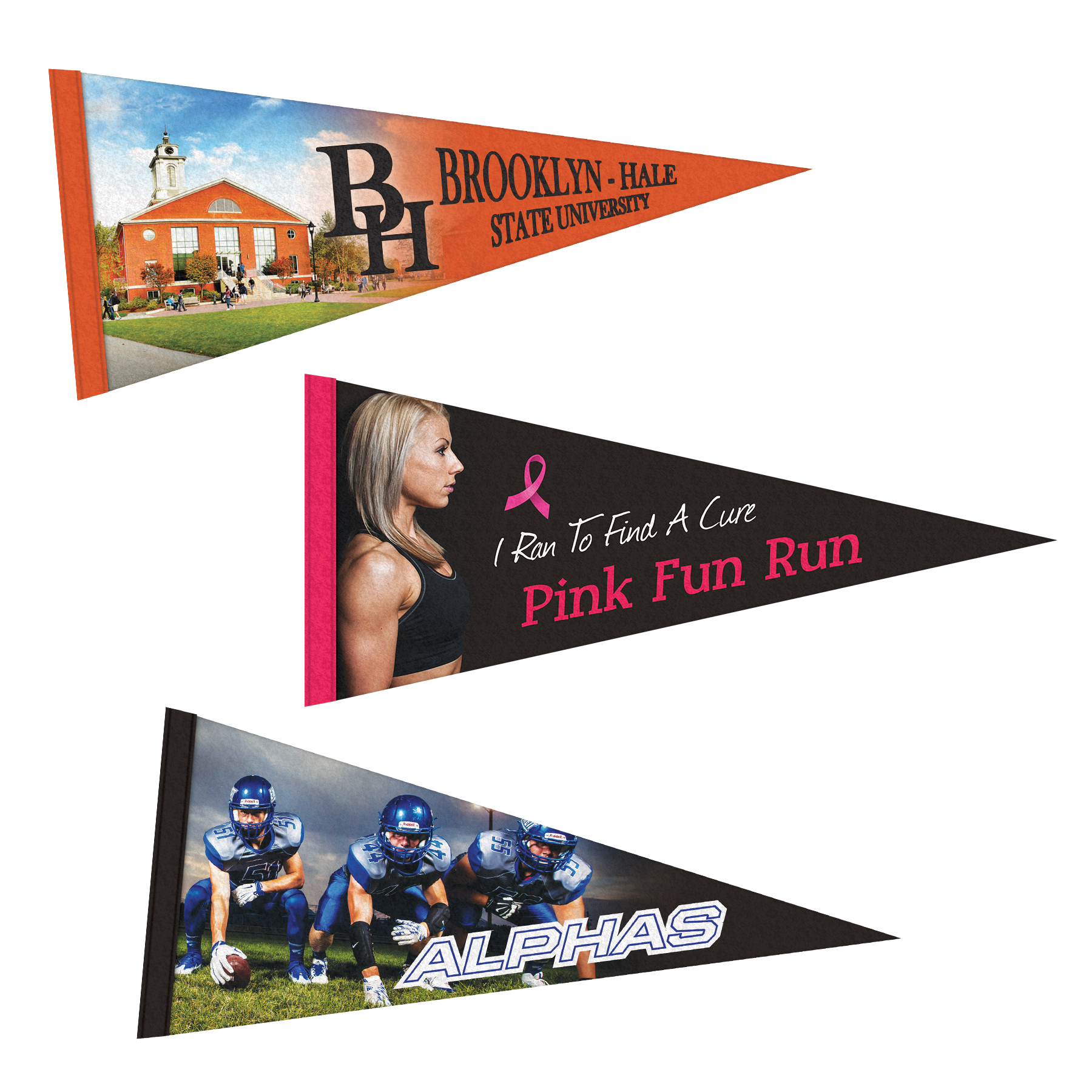 8" x 18" Custom Printed Soft Felt Pennant