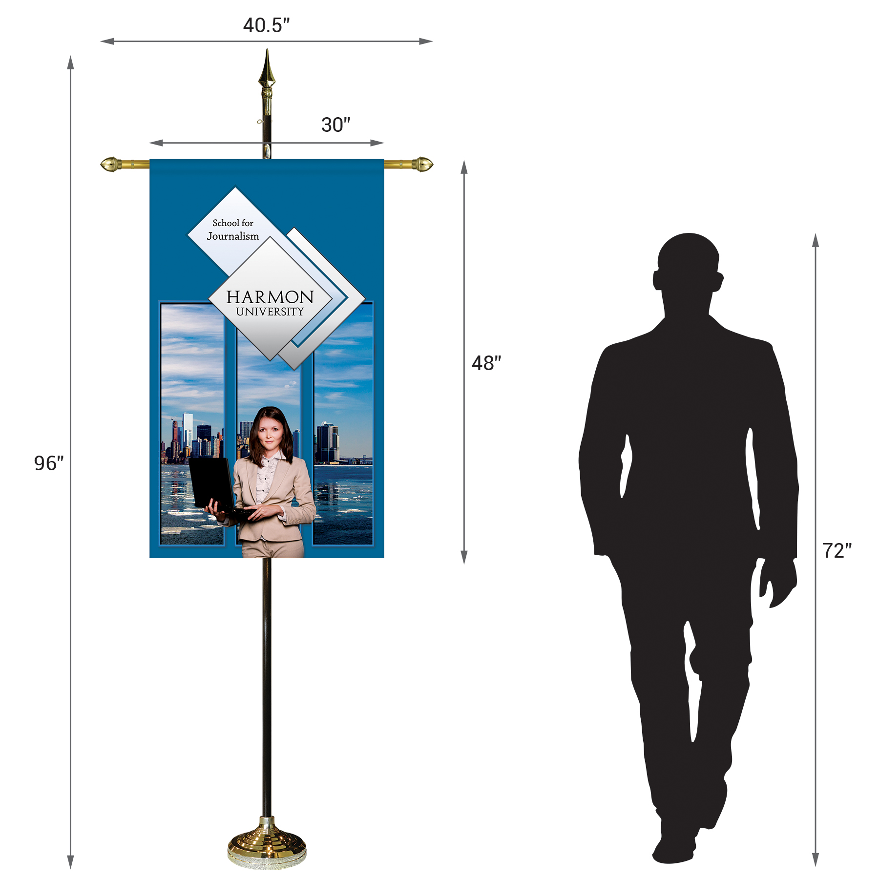 30" x 48" Premium Gonfalon 8' Kit / Straight Cut