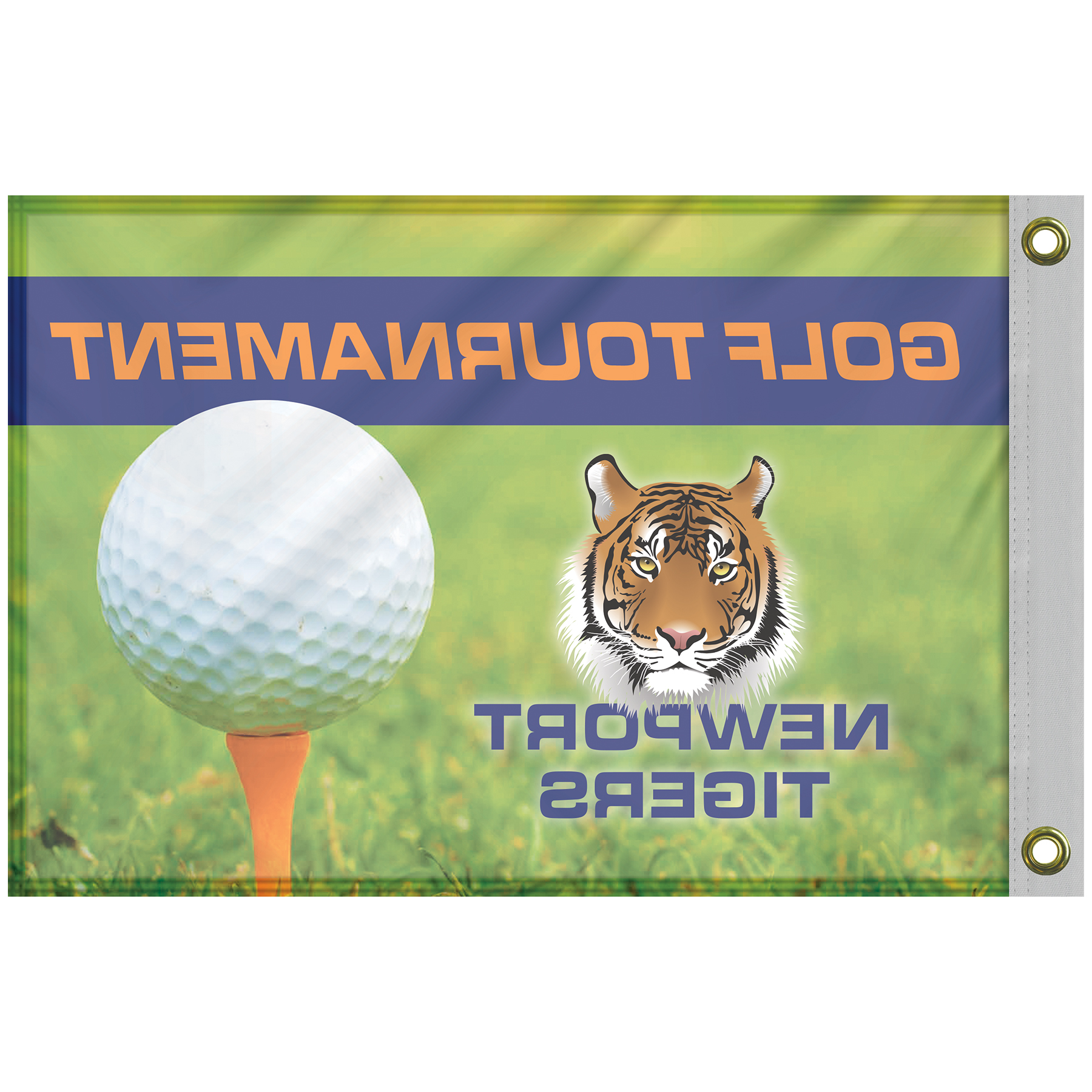 14" x 20" Single Reverse Golf Flag with Heading & Grommets - HQ