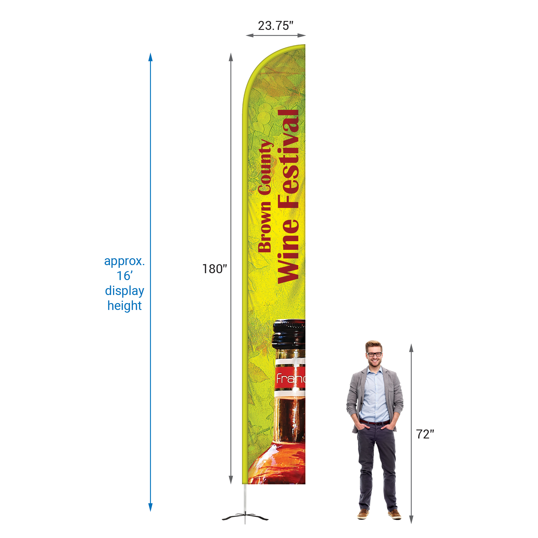15' Double Sided Half Drop Banner w/ Premium Hardware & Base