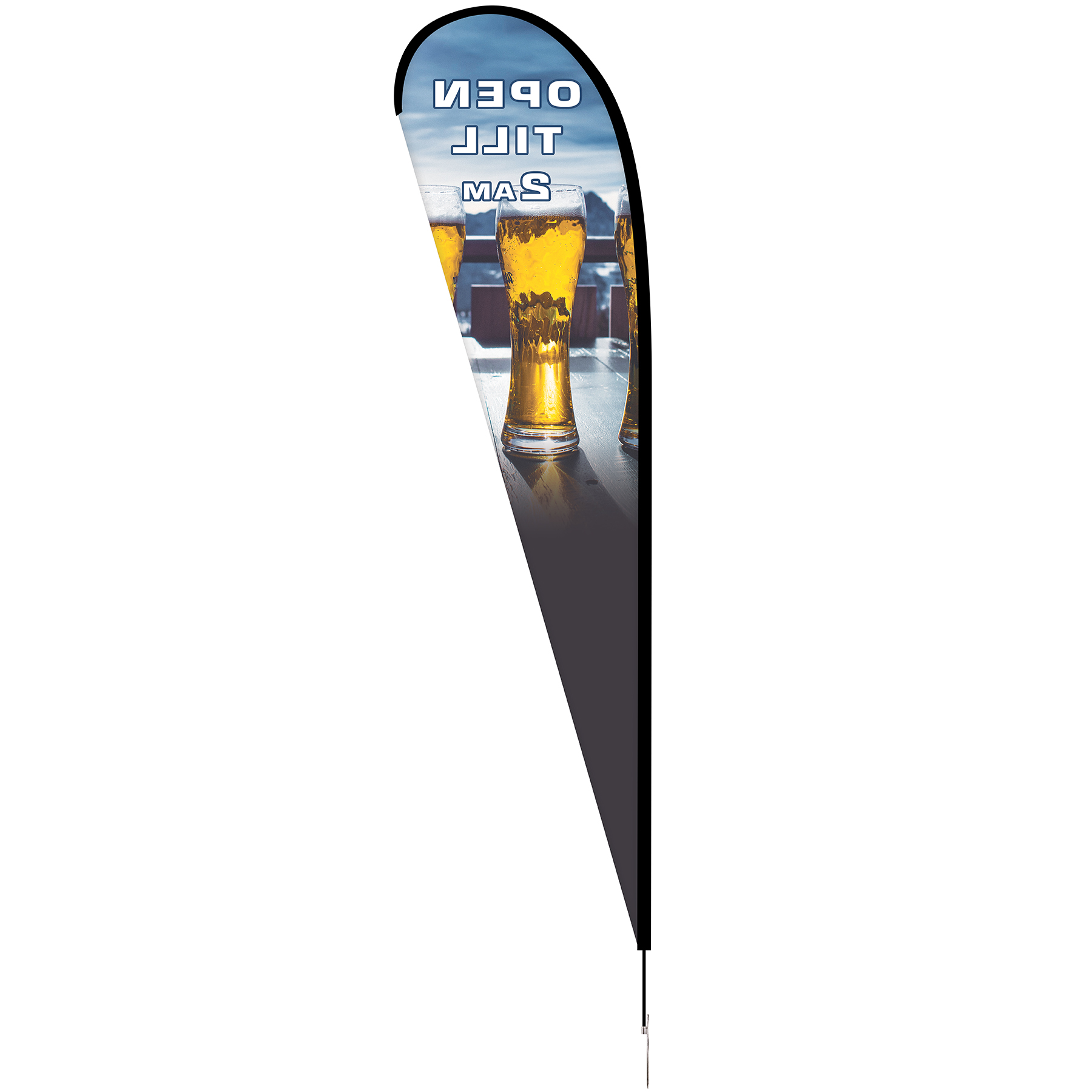 15' Single Reverse Portable Teardrop Banner w/ Hardware Set