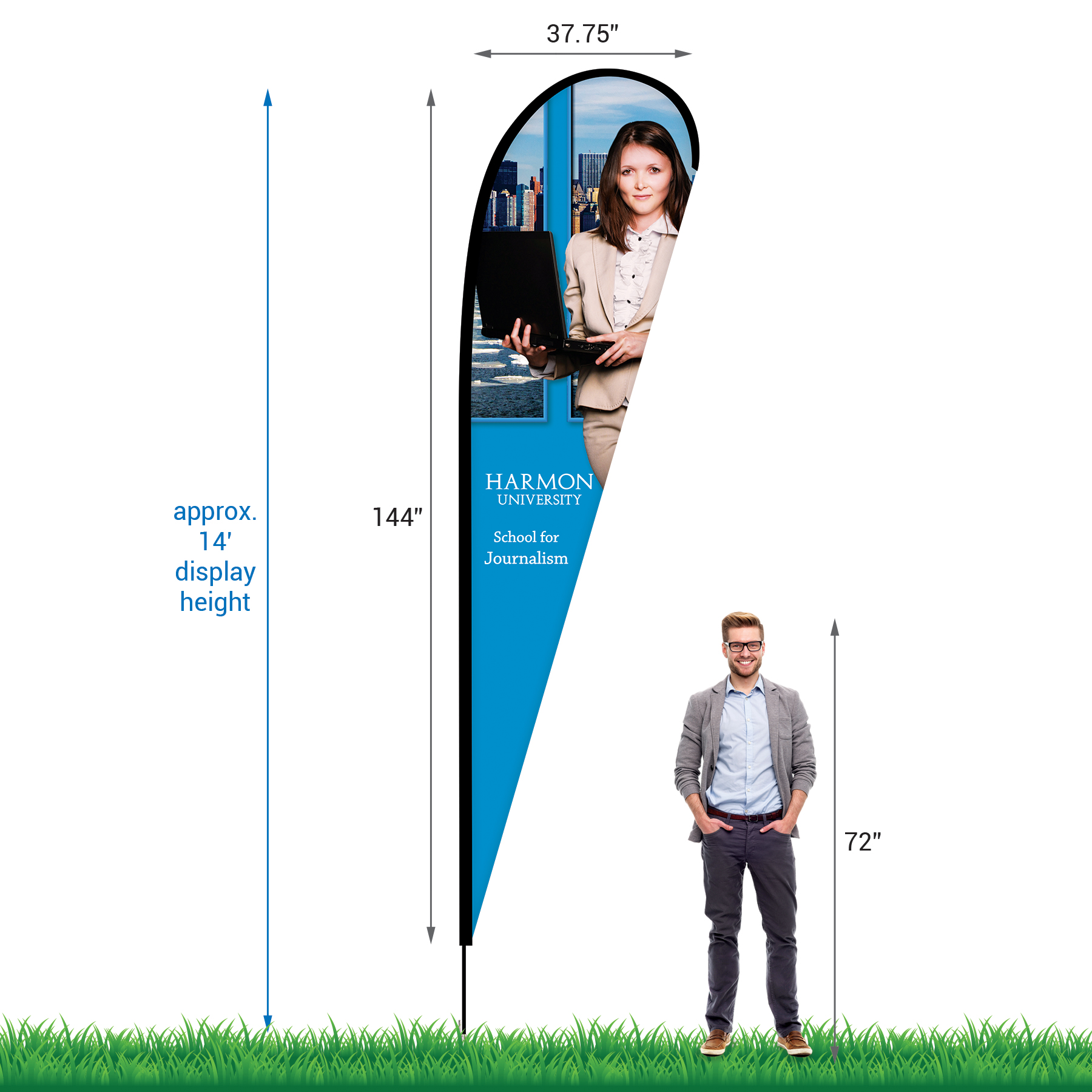 12' Double Sided Portable Teardrop Banner w/ Hardware Set