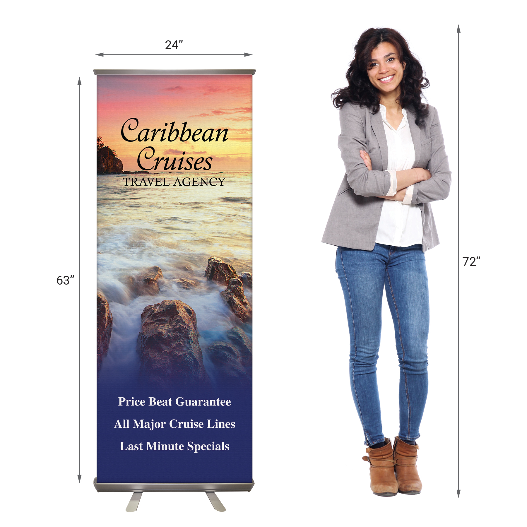 24'' X 63" Custom Retractable Banner Stand