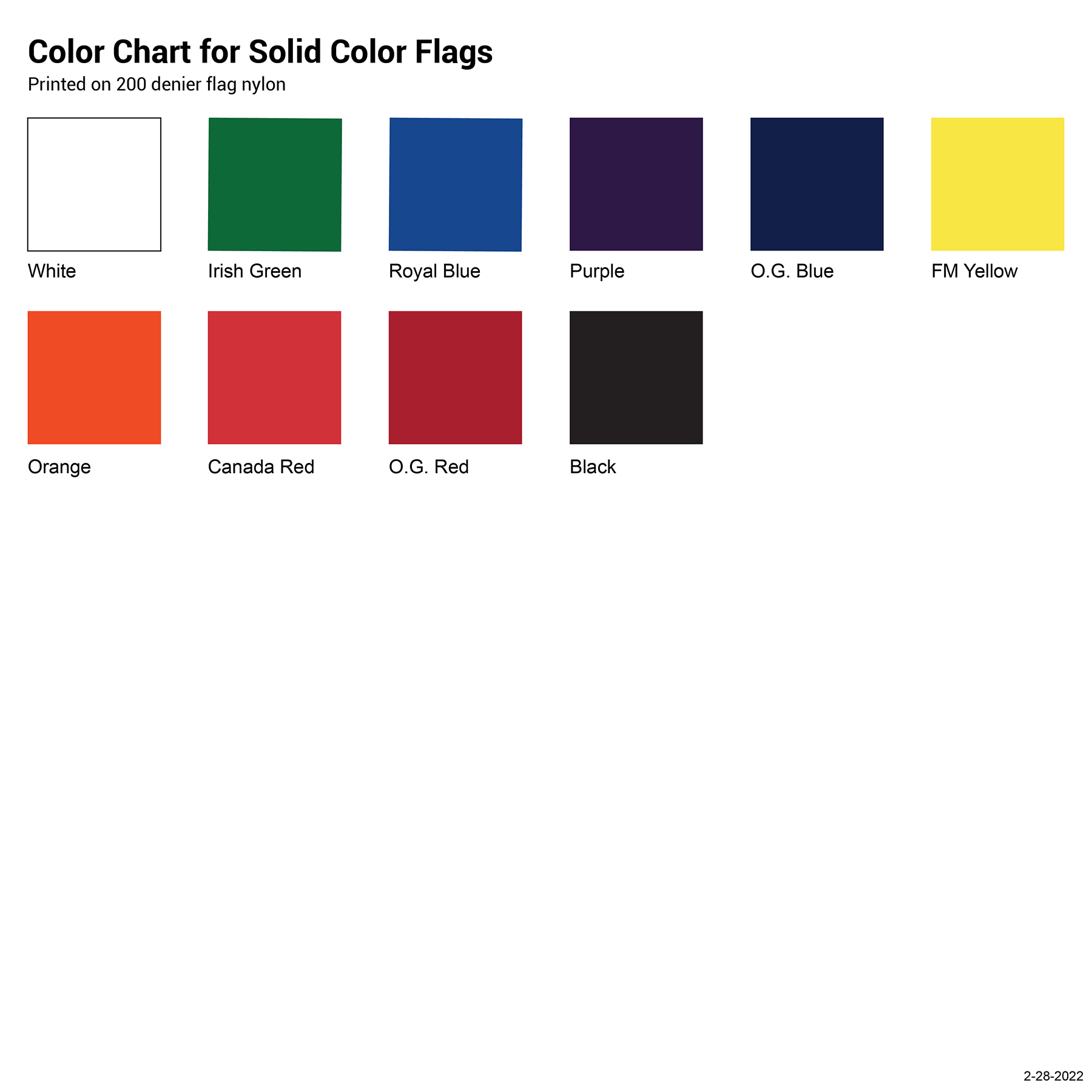 2' x 3' Solid Color Flags with Heading & Grommets