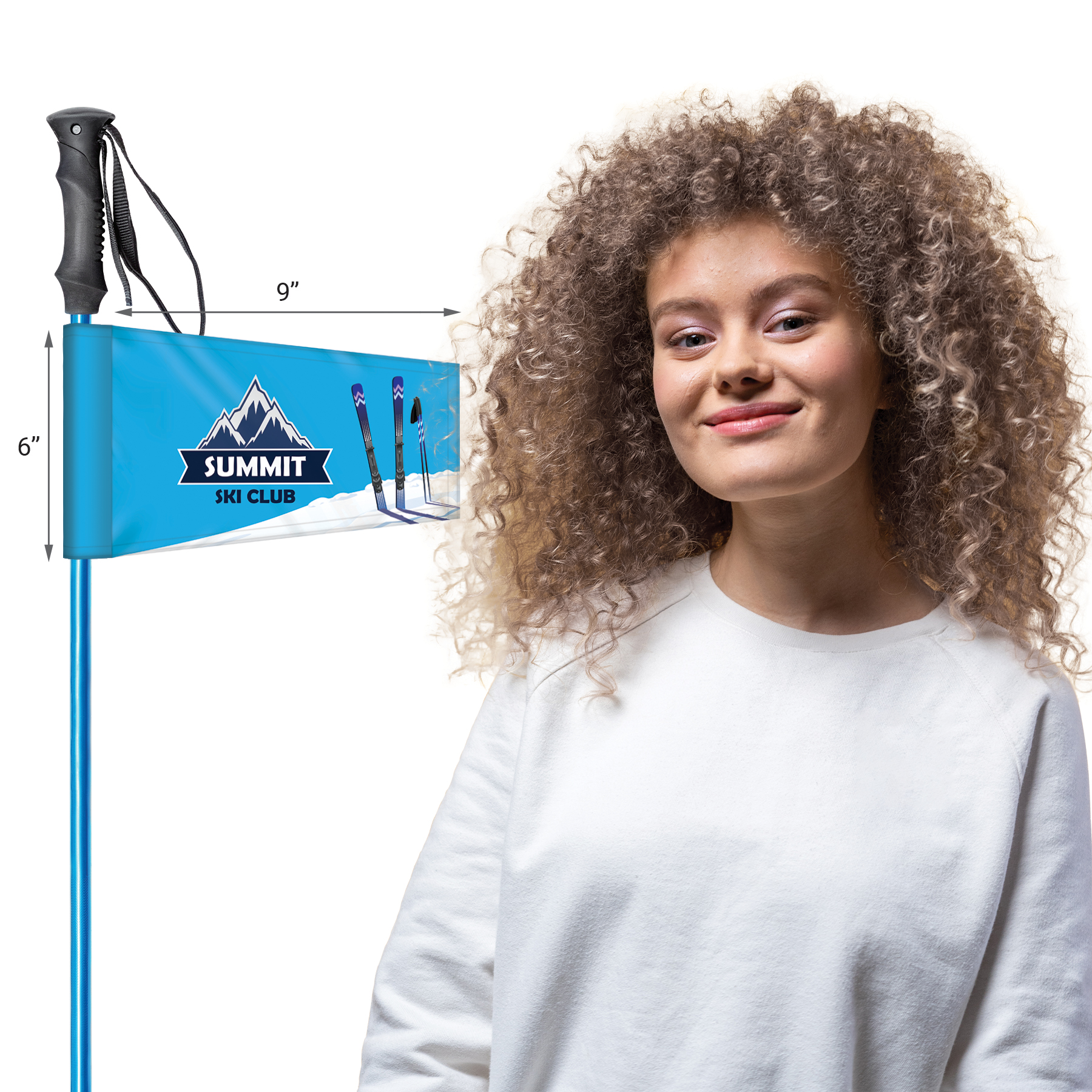 9" X 6" Double Sided Tapered Ski Pole Flag