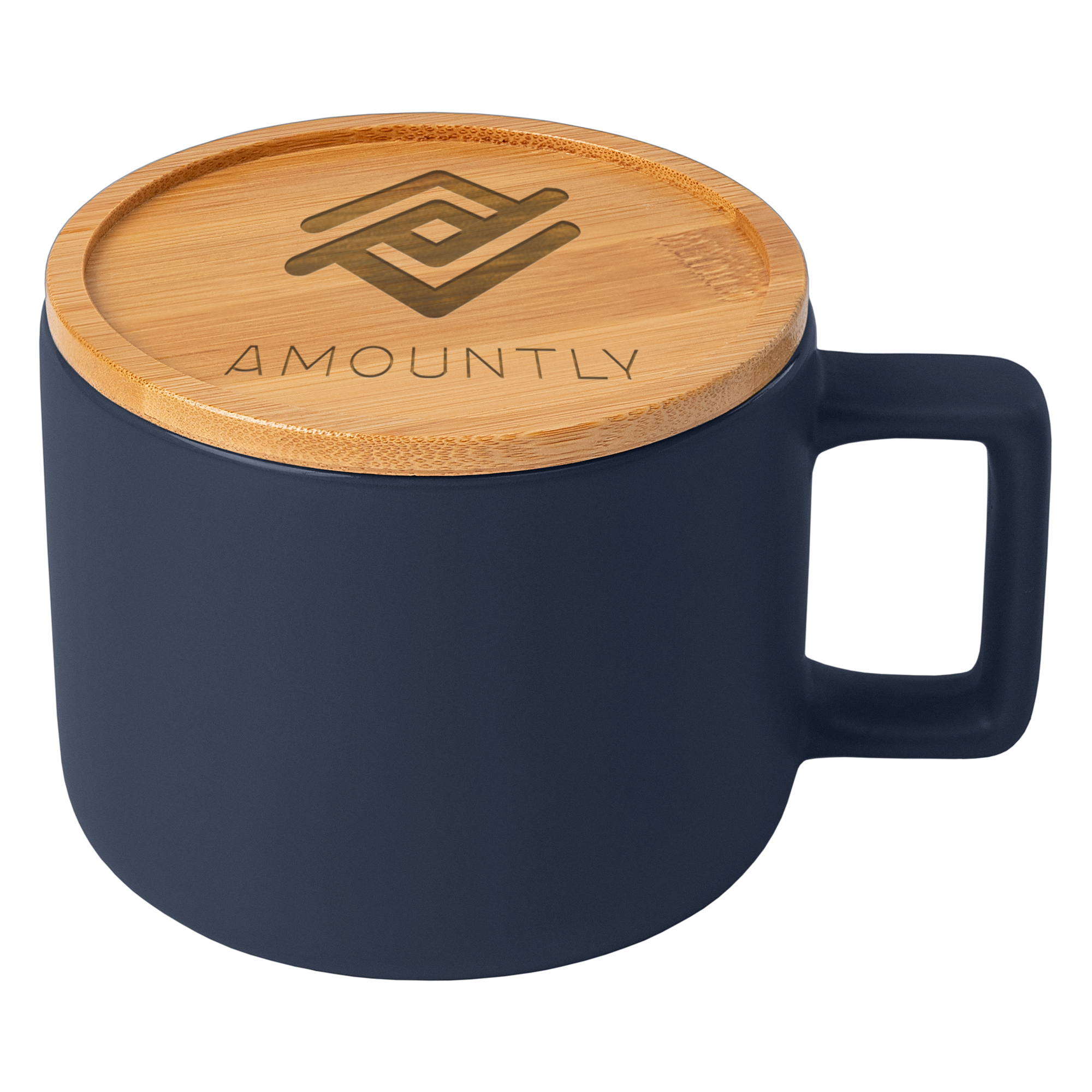 Café Virtuoso - 12 oz. Ceramic Mug with Bamboo Lid - Laser Engraved